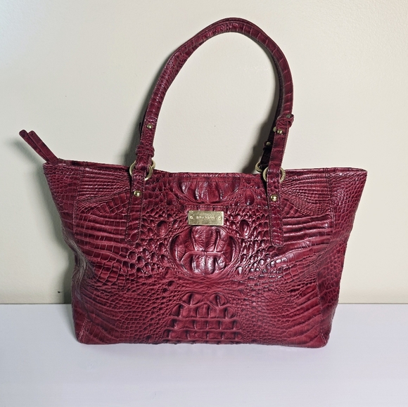 Brahmin | Bags | Brahmin Red Med Asher Melborne Croc Shoulder Bag Tote ...